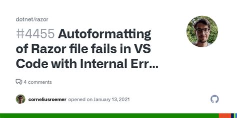 Autoformatting Of Razor File Fails In Vs Code With Internal Error Systemargumentexception