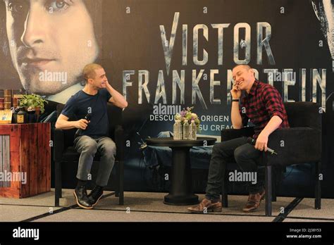 Actors Daniel Radcliffe James Mcavoy Speak During Victor Frankenstein Film Press Conference At