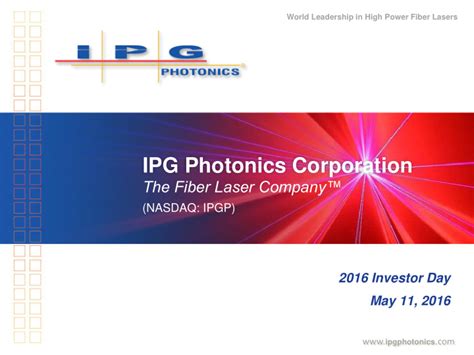 Ppt Ipg Photonics Corporation The Fiber Laser Company Nasdaq Ipgp