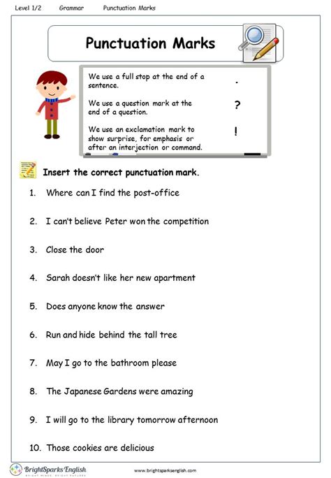 Punctuation Marks Worksheet English Treasure Trove E8 Punctuation Worksheets Grammar And