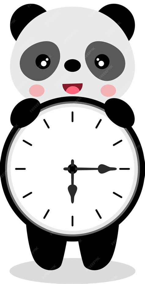Premium Vector Cute Panda With Clock Inside