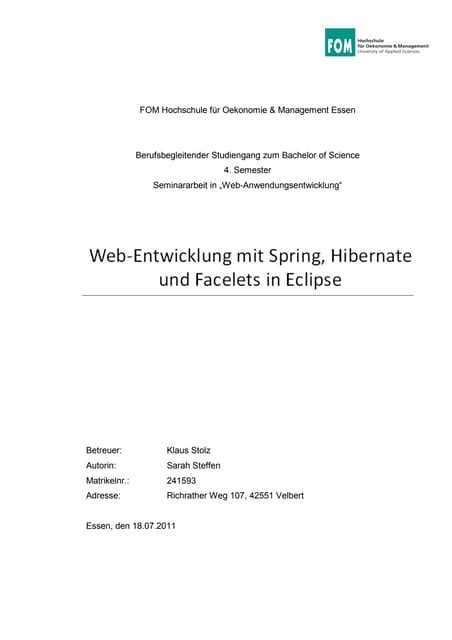 Web Entwicklung Mit Spring Hibernate Und Facelets In Eclipse Pdf