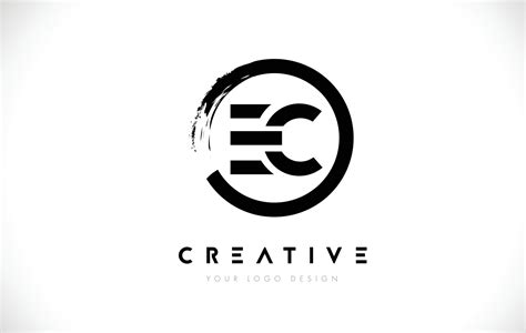 Ec Circular Letter Logo With Circle Brush Design And White Background