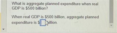 Solved What Is Aggregate Planned Expenditure When Real Gdp