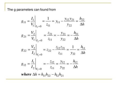 inverse h parameters and interrelation with other parameters