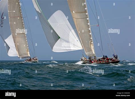 J Class Yachts Velsheda And Ranger Racing Under Spinnaker At The J