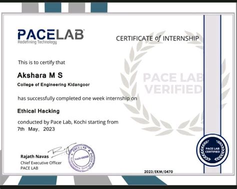 Akshara M S On Linkedin L Have Successfully Completed My Internship On Ethical Hacking With