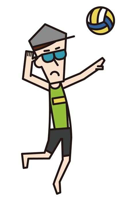 비치 발리볼 선수 남성가 서브를 치는 그림 무료 일러스트 소재집 Kukukeke