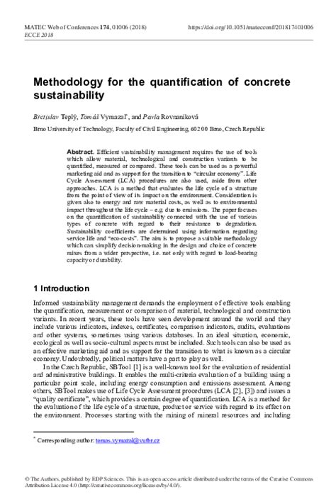 Pdf Methodology For The Quantification Of Concrete Sustainability