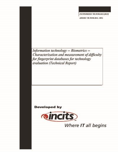 INCITS ISO IEC TR Information Technology Biometrics Characterization