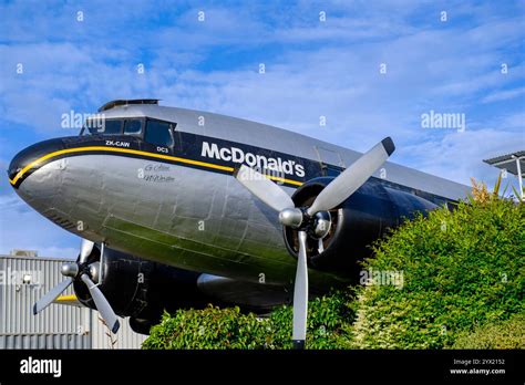 Exterior View Of Mcdonalds Fast Food Restaurant Dc3 Plane In Taupo