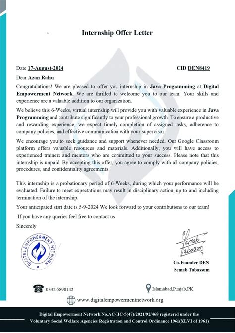 Azan Rahu On Linkedin Digitalempowermentpakistan Internshipofferletter