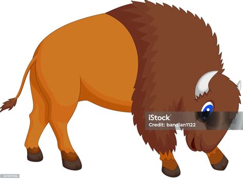 귀여운 바이슨 말풍선이 갈색에 대한 스톡 벡터 아트 및 기타 이미지 갈색 거인 기이함 Istock