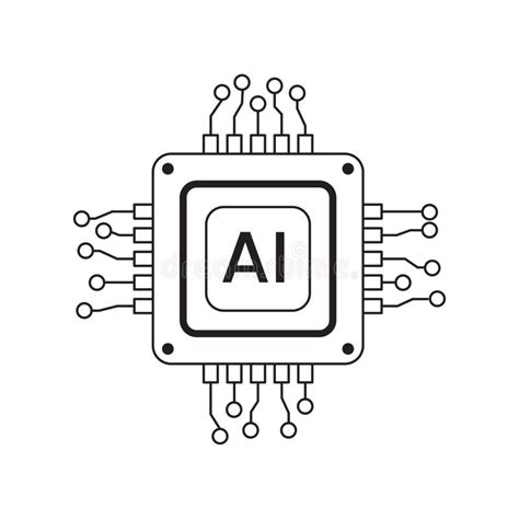 Vector Computer Electronic Chip Line Ai Icon Outline Microchip Processor Artificial