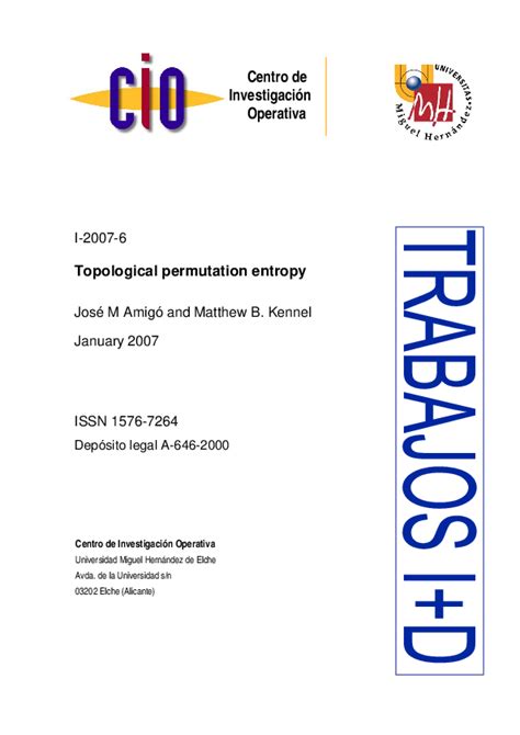 Pdf Topological Permutation Entropy