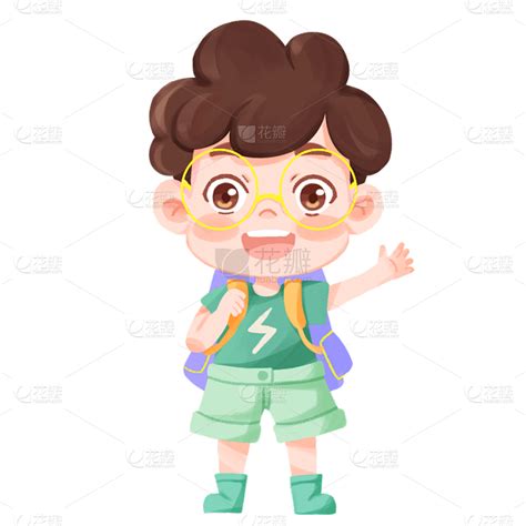 手绘 儿童人物插画贴纸 小男孩