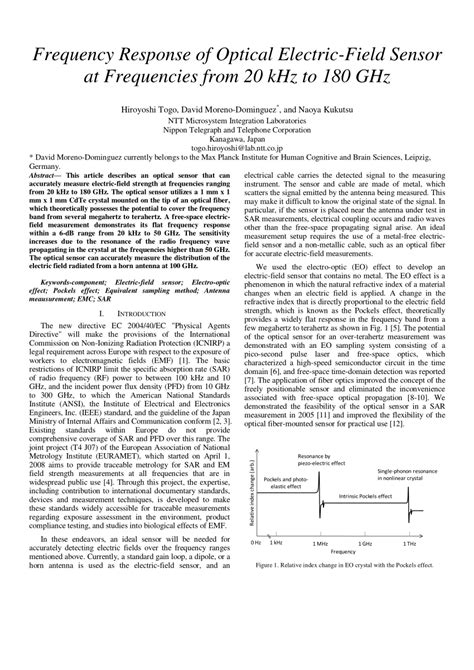 PDF Frequency Response And Applications Of Optical Electric Field Sensor At Frequencies From