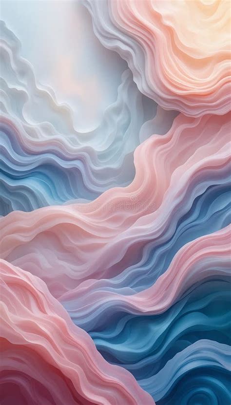 Abstract Pastel Wave Background With Smooth Silk Texture Flowing Design Stock Illustration