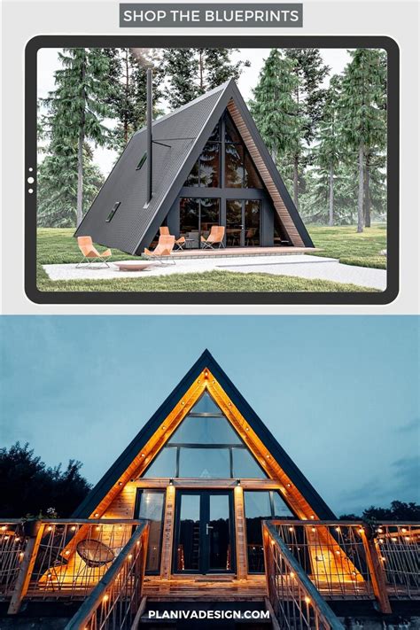 Modern A Frame Cabin Plan 590 Sq Ft Tiny House Pdf Download Etsy