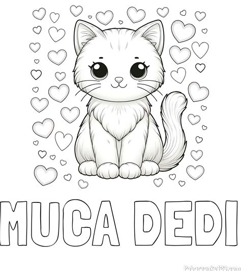 Pobarvanka Imena Muca Dedi In Pobarvanka Ljubke Mucke Obdane S Srčki