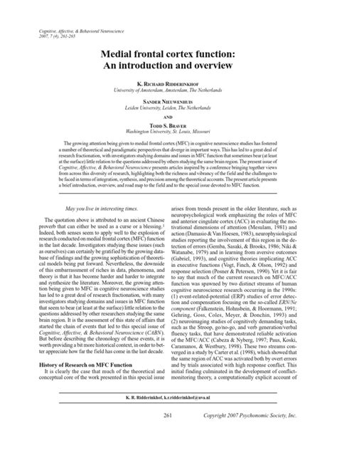 Medial Frontal Cortex Function Pdf Anterior Cingulate Cortex Cingulate Cortex