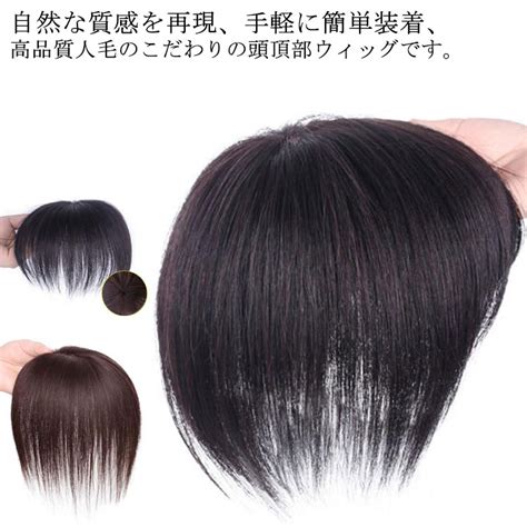【楽天市場】 円型脱毛 20cm 部分ウィッグ 人毛 ウィッグ 白髪 ポイントウィッグ トップカバー ブラック 頭頂部 レディース かつら