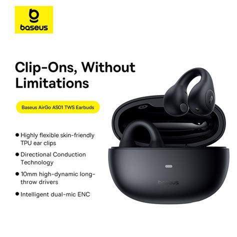 Baseus AS TWS Earbuds Bluetooth Wireless Sport Earphones Open Ear Headphones Noise