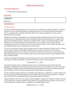 Fillable Online How To Write Balanced Chemical Equations From Words Fax Email Print PdfFiller