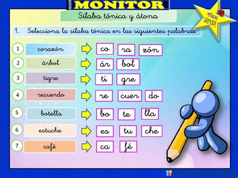 Ficha De La Sílaba Para Segundo Grado Silabas Tonicas Y Atonas