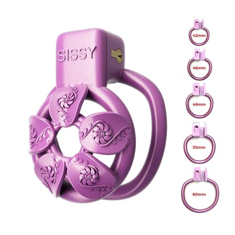 3d Printed Purple Flower Chastity Cage For Sissy Cute Flat Micro Cock