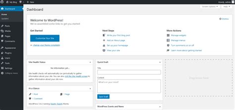 wordpress dashboard template