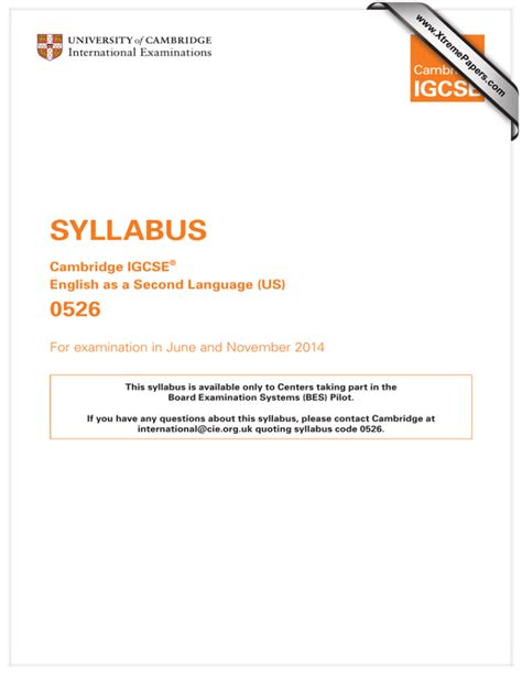 Syllabus 0526 Cambridge Igcse English As A Second Language Us