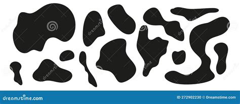 Organic Shaped Blobs Black Irregular Abstract Blob Isolated Stock