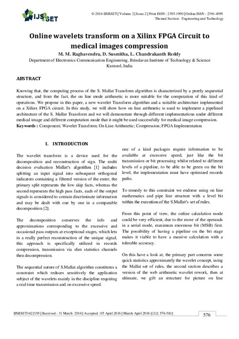 pdf online wavelets transform on a xilinx fpga circuit to medical