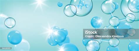 3d 분자 산소 배경 스킨 케어 화장품 버블 배너 벡터 화학 공식 셀 파란 유리 구체 화학 생명 공학 구조 원자 Dna 요소 콜라겐 분자 의료 개념 분자에 대한 스톡 벡터