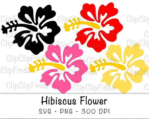 The Hibiscus Flower Svg File Is Shown In Black Yellow And Pink