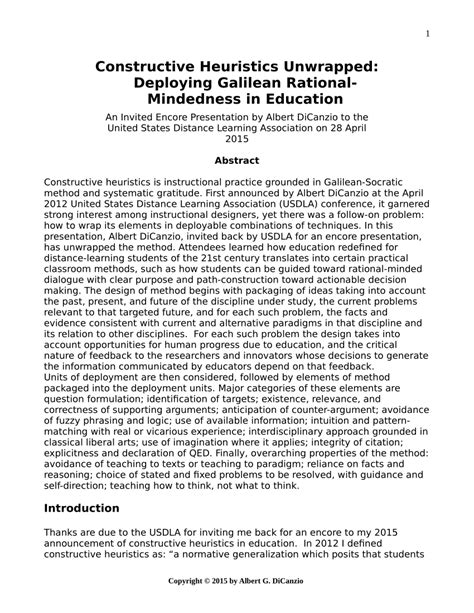 Pdf Constructive Heuristics Unwrapped Deploying Galilean Rational