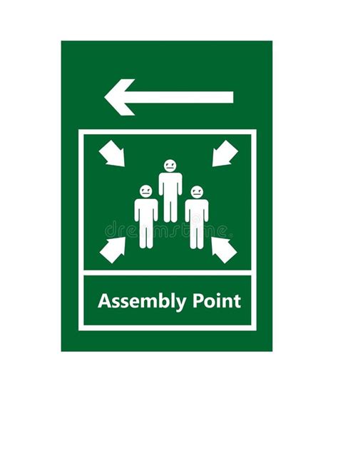 Assembly Ponint Sign For Emergency Meeting Point Signboard Stock