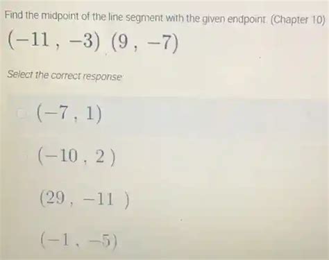 find the midpoint of the line segment with the given endpoint chapter