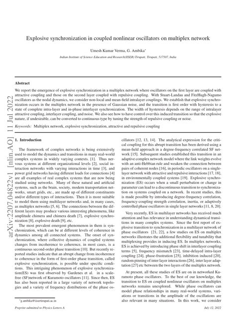 pdf explosive synchronization in coupled nonlinear oscillators on