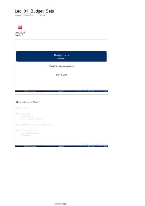 Annotated Lecture Notes Class 1 Econ2101 Lec01b Udgets Lec