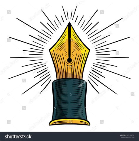 Pen Nib Education Hand Drawn Engraved Stock Vector Royalty Free