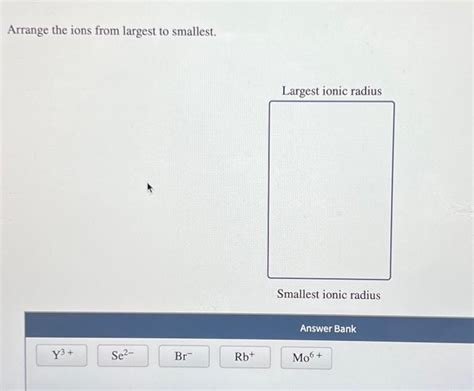 Solved Arrange The Ions From Largest To Smallest I Aroest