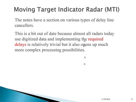 Moving Target Indicator Radar Mti Pptx Digital Audio Computer