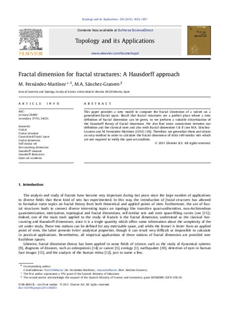 Pdf Fractal Dimension For Fractal Structures A Hausdorff Approach