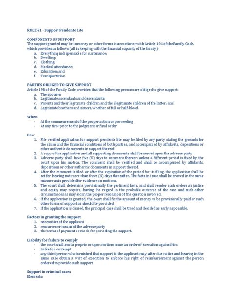 Rule 61 Support Pendente Lite Deposition Law Lawsuit