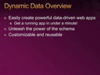 Developing Data Driven Applications Using ASP NET Dynamic Data Controls PPT
