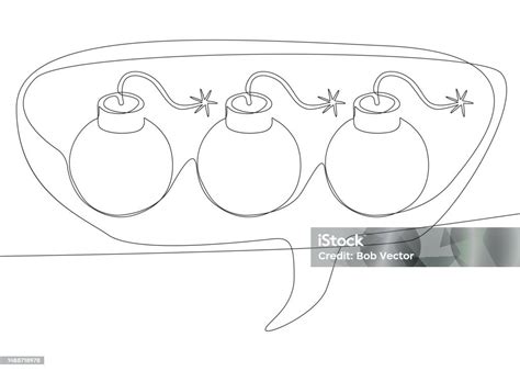 폭탄으로 한 줄의 연속 말풍선 얇은 선 그림 벡터 개념입니다 윤곽 그리기 창의적인 아이디어 검은색에 대한 스톡 벡터 아트 및 기타 이미지 Istock