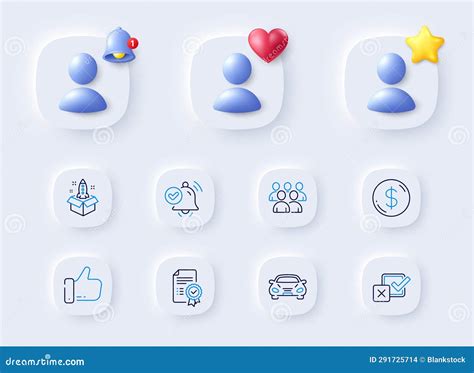 Notification Received Startup And Dollar Money Line Icons For Web App Printing Vector Stock