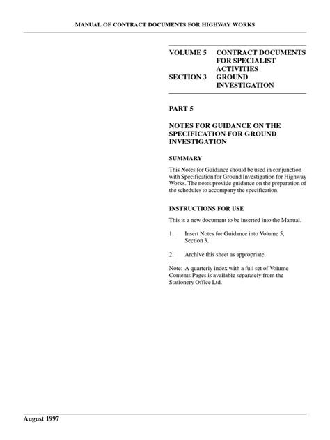 Part5 Notes For Guidance On The Specification For Ground Investigation 5 3 5 Pdf
